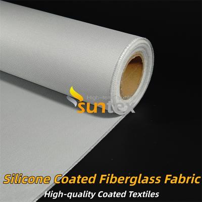 China Durable Fire Retardant Silicone Coated Fiberglass Fabric Double Sided Grey Color Curtain Material for Thermal Insulation Applications for sale