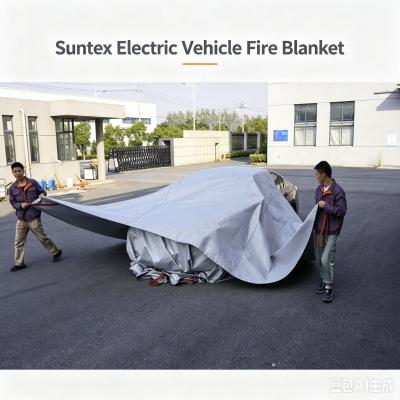China 6*8M,6*9M Grey Electric Vehicle Fire Blanket, Heat Resistant Fiberglass for sale