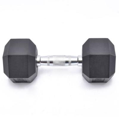 China Rubber Coated Hexagonal Pure Steel Dumbbells Gym Cast Iron Rubber Coated Dumbbells for sale