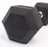 China Rubber Coated Hexagonal Pure Steel Dumbbells Gym Cast Iron Rubber Coated Dumbbells for sale