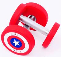 China Captain America Dumbbells Round Headed PU Coated Dumbbells Sports And Fitness Equipment for sale