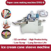 China DYK6-B Ice Cream Paper Cone Sleeve Machine with 250 pcs/min Output and Mechanical Chain Drive for 60-150 gsm Materials for sale
