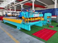 China 16 Row Glazed Roofing Sheet Roll Forming Machine PLC Hydraulic 0.3-0.8mm for sale