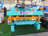 China Automatic 1100 Model Glazed Tile Roll Forming Machine with Chain Drive Transmission for sale