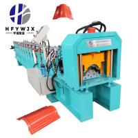 China PLC Intelligent Ridge Cap Roll Forming Machine 350H Steel Frame 310mm Feeding Width for sale