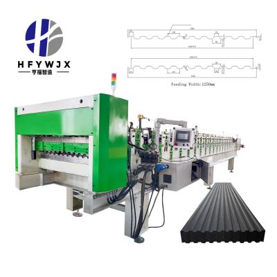 China Automatic PLC Controlled C8 C21 Double Layer Roof Forming Machine 350H Steel Frame for sale