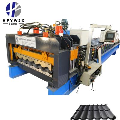 China PLC Control  1100 Glazed Tile Roll Forming Machine 16 Stands for Roof Tile Production for sale