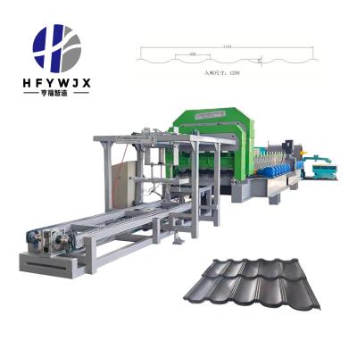 China 1110 Glazed Roof Tile Roll Forming Machine 0.3-0.5mm Burr Free Electric Shearing for sale