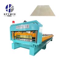 China Automatic Small Corrugated Roof Sheet Roll Forming Machine with PLC Touch Screen Control and Servo Flying Cut for 0-40m/min Stepless Speed Regulation for sale