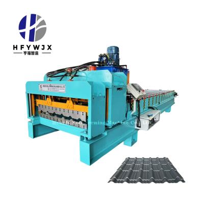 China High Speed Automatic 970 Step Pressed Steel Glazed Wave Sheet Glazed Tile Roll Forming Machine Metal Glazed Roof Tile Machine for sale