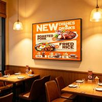 China 43 55 Inch Wall Ceiling Mount Advertising Screen Digital Menu Boards for Fast Food for sale