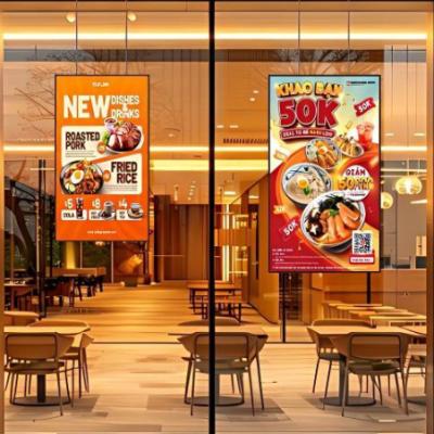 China Restaurant 2500 Nits Window Digital Signage Display Ultra-Thin Window Display Screen for sale