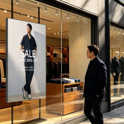 China 4K LCD Digital Signage Hanging Advertising Screen Window Facing Display for sale