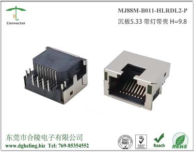 China Through Hole Customized Low Profile RJ45 , Tab Up Female Lan Connector for sale