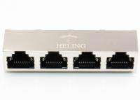 China 1 * N RJ45 Multiple Port Connectors , Right Angle Tab Up RJ45 Multiport Connector for sale