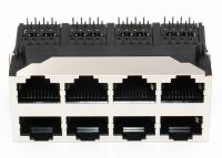 China 2 * N Multiple RJ45 Sockets Right Angle For Data And Signal Transmissions for sale