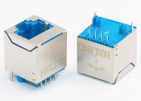 China Shielded RJ45 Vertical Mount Blue Housing Customized PIN Length For IP Camera for sale