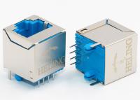 China Shielded RJ45 Vertical Mount Blue Housing Customized PIN Length For IP Camera for sale