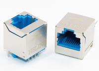 China Shielded RJ45 Vertical Mount Blue Housing Customized PIN Length For IP Camera for sale