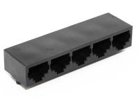 China Unshielded RJ45 Multi Port Jack Black Color 1 x 5 With 1.27 mm Terminal Pitch for sale