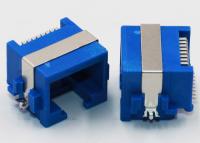 China Blue Color RJ45 PCB Mount Socket Half Shielded 1.27mm Terminal Pitch For Ethernet for sale