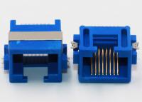 China Blue Color RJ45 PCB Mount Socket Half Shielded 1.27mm Terminal Pitch For Ethernet for sale