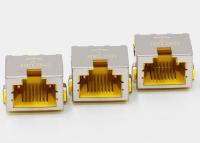 China Right Angle 8P8C RJ45 Female PCB Connector Tab Up Yellow Housing Sinking for sale