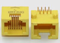 China Yellow Color 8 Pin Right Angle RJ45 Connector Unshielded Durable THT Mounting for sale