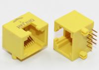 China Yellow Color 8 Pin Right Angle RJ45 Connector Unshielded Durable THT Mounting for sale