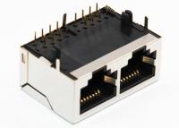 China Through Hole Network RJ45 Multiport Connector Female 1 x 2 PCB Mount for sale