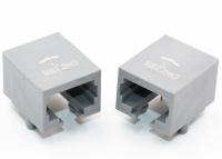 China Single Port RJ45 Connector Cat 5 PCB Mount Grey Housing Tab Down Latch for sale
