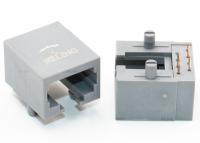 China Single Port RJ45 Connector Cat 5 PCB Mount Grey Housing Tab Down Latch for sale