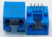 China Blue Housing THT Female RJ45 Socket Single Port 8P8C PCB Jack For LAN Network for sale