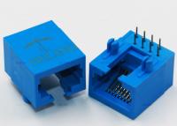 China Blue Housing THT Female RJ45 Socket Single Port 8P8C PCB Jack For LAN Network for sale
