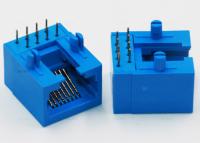 China Blue Housing THT Female RJ45 Socket Single Port 8P8C PCB Jack For LAN Network for sale