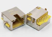 China Tab Up Shielded Overhangs RJ45 Board Mount Connector Through Hole PCB Mounting for sale
