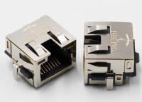 China Latch Up Shielded Right Angle RJ45 Connector Thru - Hole Mounting With LED Aligned for sale