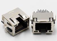 China Latch Up Shielded Right Angle RJ45 Connector Thru - Hole Mounting With LED Aligned for sale