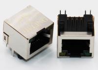 China Brass Shielded Right Angle RJ45 Connector , 90 Degree Rj45 Coupler Built - In LED Lamp for sale