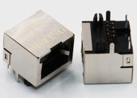 China Brass Shielded Right Angle RJ45 Connector , 90 Degree Rj45 Coupler Built - In LED Lamp for sale