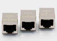 China THT Mounting RJ45 Single Port , Tab Up R / G RJ45 Jack Female Brass Shielded for sale