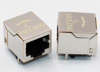 China THT Mounting RJ45 Single Port , Tab Up R / G RJ45 Jack Female Brass Shielded for sale
