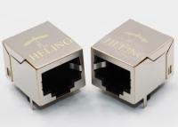 China THT Mounting RJ45 Single Port , Tab Up R / G RJ45 Jack Female Brass Shielded for sale