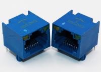 China Unshielded Single Port RJ45 Ethernet Socket Blue Housing Thru - Hole Mounting for sale
