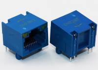 China Unshielded Single Port RJ45 Ethernet Socket Blue Housing Thru - Hole Mounting for sale