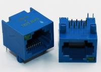 China Blue Color R / A RJ45 Single Port Through Hole Mounting Tab Up Single LED Indicator for sale