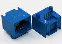 China Blue Color R / A RJ45 Single Port Through Hole Mounting Tab Up Single LED Indicator for sale