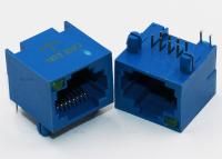 China Blue Color R / A RJ45 Single Port Through Hole Mounting Tab Up Single LED Indicator for sale