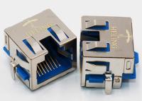 China PCB Right Angle Female RJ45 Single Port , PCB Jack Socket With EMI Gasket for sale