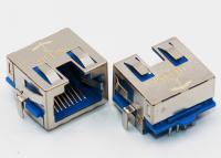 China PCB Right Angle Female RJ45 Single Port , PCB Jack Socket With EMI Gasket for sale